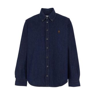 Ami Homme, Chemises, Bleu, Taille: M Chemise &agrave; boutons De Coeur