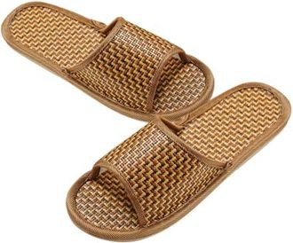 BESPORTBLE Pantoufles Rotin Tressé Décontractées Sandales été Antidérapantes avec Semelle Compensée Légère Chaussures Confortables pour Maison Intérieur et Plage