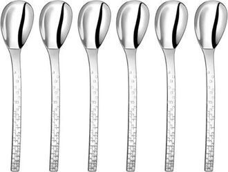 Bloomingdale's Cuill&egrave;re &agrave; caf&eacute; - Lot de 6 - PixElle 3D - Acier inoxydable 18/10, Finition Miroir, Epaisseur 2 mm, Longueur 144 mm - Inox