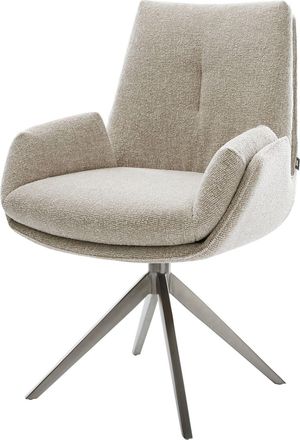 DELIFE Esszimmerstuhl Clea-Flex Kreuzgestell breit Graphit Webstoff Soft Beige 360&deg; drehbar Wippfunktion