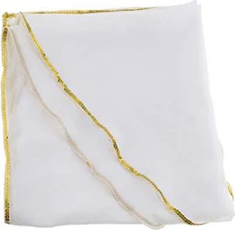 Hellery Paillettes Brillantes Garnis Foulard En Mousseline De Soie Voile De Danse Du Ventre Costume De Châle 250x120cm - blanc, comme décrit