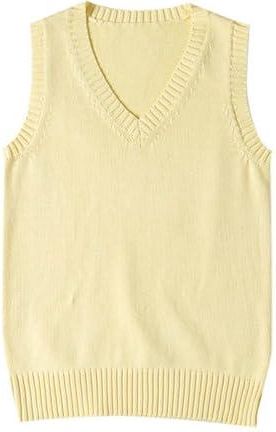 Generic Pull Classique &agrave; col en V pour Femme Gilet d&eacute;contract&eacute; Ample pour lautomne et lhiver Pull en Tricot sans Manches n18