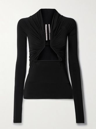 Rick Owens Oberteil Aus Stretch-jersey Mit Raffungen Und Cut-out - Schwarz