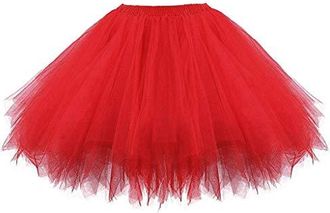 Generic Jupes en tulle multicouches pour fille - Jupe en maille - Taille haute - Style classique - Princesse - Costume de f&ecirc;te, Rouge, taille unique