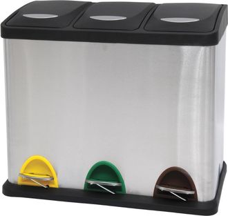 MSV Mülleimer Mülltrennsystem 24 L (3x8 Liter) mit Inneneimer große Abfallbehälter Abfalleimer Treteimer Edelstahl