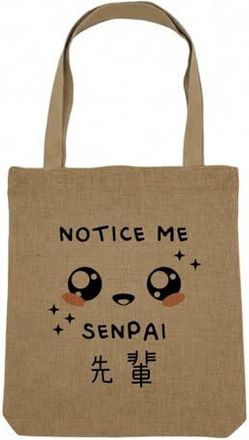 Fabulous Sac Shopping Tote Bag Aspect Lin - Notice me Senpai Japon Asie Culture Manga Anime - Sac de Courses Toile Epaisse 360g Beige Naturel Cabas Port&eacute; Epaul