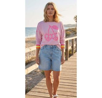 Miss Goodlife Sweatshirt Miss Goodlife MG13660 Cherry Peace mit Pailletten-Applikation, Ros&eacute;