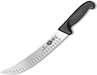 Victorinox by Swiss Army Fibrox Couteau de Cuisine/Couteau &agrave; D&eacute;sosser &agrave; Lame Alv&eacute;ol&eacute;e, Acier, Noir, Standard