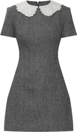 Self Portrait Herringbone Lace Collar Mini Dress