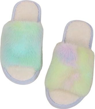 Generic Chaussons extra larges pour homme - Pantoufles chaudes douces et confortables pour garder vos pieds au chaud en hiver, Vert, 36 2/3 EU