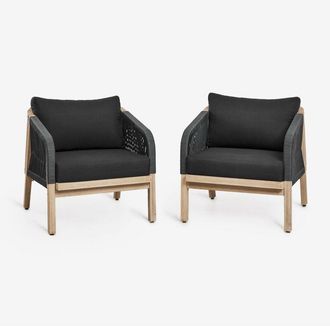 Sklum Sklum - 2er-Pack Gartenstühle aus Dubai-Akazienholz Grau Graphit Rustikales Akazienbraun