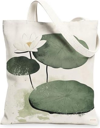 Generic Sac fourre-tout en toile r&eacute;utilisable pour le shopping 33 x 38 cm, motif fleurs darbre, mer, sac d&eacute;picerie r&eacute;utilisable pour femme, peinture florale, 