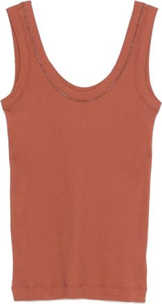 Brunello Cucinelli ribbed tank top - Orange