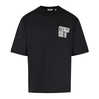 Off-white Homme, Tops, Noir, Taille: L T-shirt en coton Motion Arrow Skate