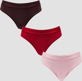 MyProtein Culotte bikini taille moyenne femme MP (lot de 3) - Rose poudr&eacute;/Rouge ros&eacute;/Caramel - M