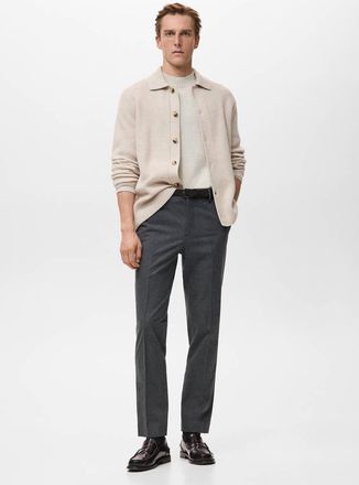 Mango Pantalon flanelle regular-fit gris chin&eacute; moyen - Homme - 38 - MANGO MAN