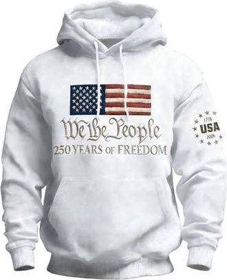 Generico Sweat &agrave; capuche avec cordon de serrage pour homme avec poches imprim&eacute; drapeau des &Eacute;tats-Unis Sweat &agrave; manches longues &eacute;pais style hip hop pour ext&eacute;rieu