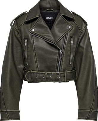 Only Onlella Faux Leather Washed Biker OTW