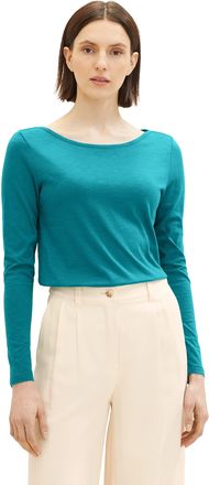 Tom Tailor Damen 1038922 Basic Langarmshirt, 21178-ever Green, XL
