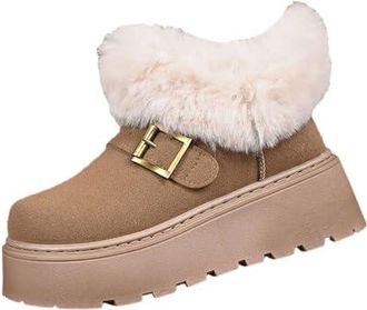Generic Bottes dhiver d&eacute;contract&eacute;es &agrave; enfiler pour femme - &Eacute;l&eacute;gantes - Couleur unie - Bout rond - Semelle &eacute;paisse - Antid&eacute;rapantes - Confortables - Floues cla