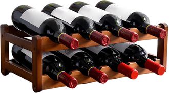 Generico Weinregal aus Holz, 2 Ebenen, platzsparend, Aufbewahrungsregale f&uuml;r Wein, f&uuml;r Familie, Erwachsene, M&auml;nner, Frauen, Enthusiasten, Hochzeit, Urlaub, Inn