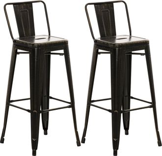 Clp Barhocker 2er Set mit Lehne im Industrial-Look Mason, mit R&uuml;ckenlehne und Fu&szlig;ablage, Barstuhl mit R&uuml;ckenlehne und Bodenschoner, Farbe:schwarz-Gold