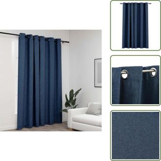 vidaXL Verdunkelungsvorhang mit &Ouml;sen Leinenoptik Blau 290x245 cm - Verdunklungsvorhang - Leinenlook - Blau - Vorhang - Gardine