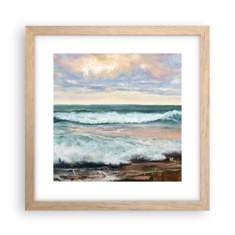 Arttor Wandposter Art Prints 30x30cm Poster Rahmen helle Eiche Landschaft Meer Strand Küche Wanddeko Bild Wand Kunstdruck Deko Wandbilder Dekoration Wohnzimm