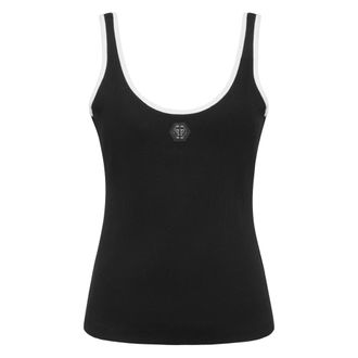 Philipp Plein Femme, Tops, Noir, Taille: 40 FR Tank Top Hexagon