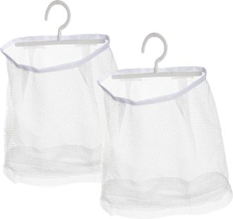Cabilock 2 Stück Multifunktionale Mesh hängetaschen mit Drehbarem Haken Atmungsaktive Aufbewahrungstaschen für Wäscheklammern Obst und Küchenutensilien Platzsp