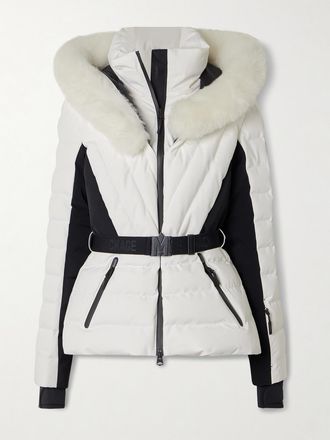 Mackage Elita Gesteppte Skijacke Mit Daunenfüllung, Kapuze Und Gürtel - Wollweiß