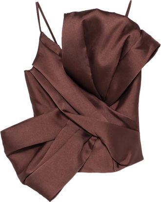 Marques Almeida bow satin top - Braun