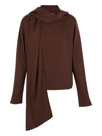 Cortana draped high-neck top - Marron