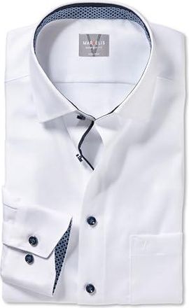Marvelis Chemise à manches longues pour homme, coupe confortable, sergé, 13 New Kent, Blanc 00, 42