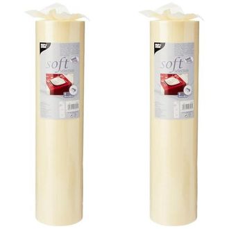 Papstar Tischl&auml;ufer, stoff&auml;hnlich, Vlies Soft Selection 24 m x 40 cm Creme auf Rolle, 84320 (Packung mit 2)