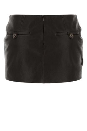 Magda Butrym Womens Dark Brown Leather Mini Skirt Gonne