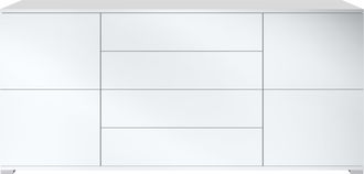 Vladon Sideboard Rova V2, Kommode mit 4 Türen und 4 Schubladen, Weiß matt/Weiß matt (166,5 x 75,5 x 35)