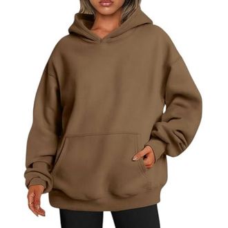 Generic Sweats &agrave; capuche dhiver pour femmes, grande taille, sweatshirts molletonn&eacute;s tendance pour lautomne, marron, XL