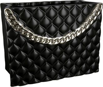 Gilde Vase Paris Keramik schwarz Handtaschenform H&ouml;he 25,5 cm Dekoration Wohnaccessoire Geschenkidee Inneneinrichtung