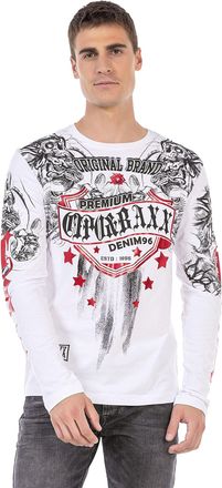 Cipo & Baxx Herren Sweatshirt CL450 Weiß - Stylischer Pullover im Modernen Streetwear Look mit Rundhals & Print - Bequemer Sweater für Alltag, Freizeit & Party - 