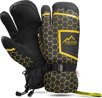 Normani Winterhandschuhe Apex gefüttert mit ComforMax Classic bis -35 Grad im Hummer Stil Farbe Schwarz/Gelb Größe XL