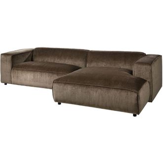 Massivmoebel24 Ecksofa 304x164x69 Ottomane rechts Cord taupe valencia