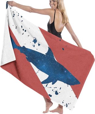 IUBBKI Vintage Shark Scuba Dive Flag Strandtuch, weiche Mikrofaser, saugf&auml;higes Strandbadetuch, Erwachsene, Unisex, Kinder, Handtuchdecke, 32 x 52 Zoll