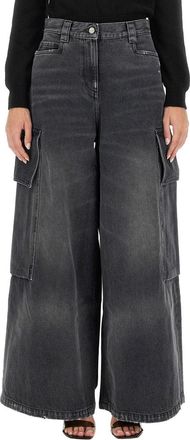 Palm Angels Wide Parachute Cotton Jeans - Gray