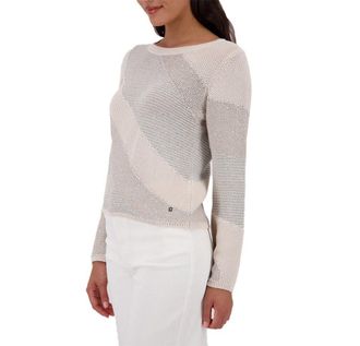 Monari Strickpullover mit Materialmix - champagne beige