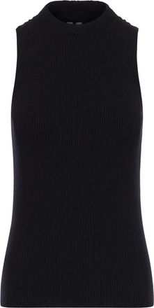 Rick Owens Femme, Tops, Noir, Taille: 40 FR Haut Sans Manches C&ocirc;tel&eacute; &agrave; Col Rond
