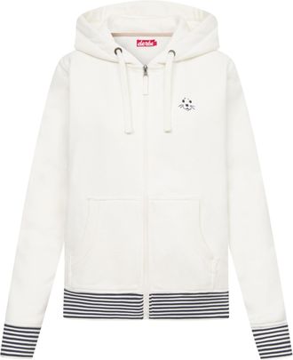 Derbe Sweatjacke Robbenschnute Striped Damen Wei&szlig; Zip Hoodie XL | Robbe | Seehund
