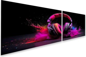 Islandburner Bild auf Leinwand Neon Kopfhörer Neon Kopfhörer Bilder Wandbilder Poster IXFL-2K