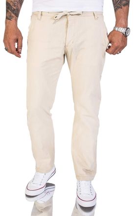 Rock Creek Herren Leinen-Optik Hose Stoffhose Sommerhose Regular Fit Chino Hosen M&auml;nner Hose Gummizug Herrenhosen Lang Strandhose RC-2152 Sand W30 L32