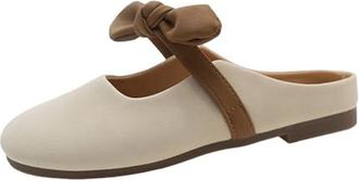 Generic Mules à enfiler pour femme - Dos nu - Avec noeud - Talon bas - Bout fermé - Pantoufles évidées pour le travail - Pour les trajets en automne et en ple